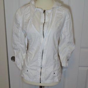 XCVI | Tops | Xcvi Lightweight Knit Zip Jacket White Mesh Cotton | Poshmark